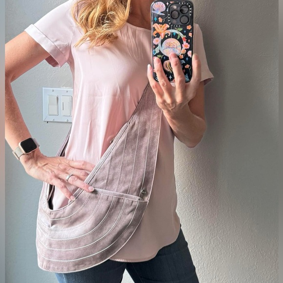 Sash | Bags | Silver Baby Denim Leather Strip Stitch Sash Crossbody Bag ...